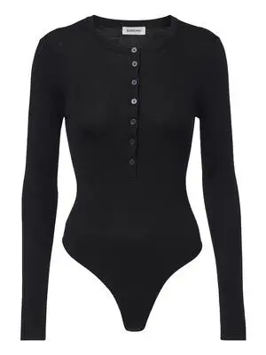 Simkhai Susanne Ribbed Silk And Cashmere Bodysuit - Black