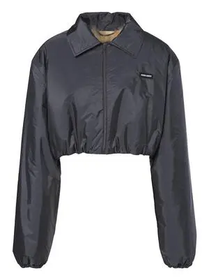 Miu Miu Cropped Shearling-lined Blouson Jacket - Grey