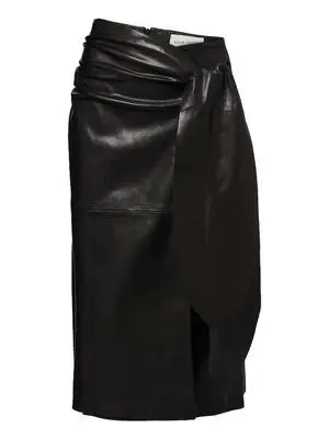 Nour Hammour Viret Leather Skirt - Black