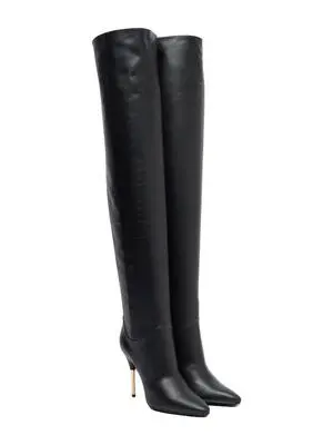 Valentino Garavani Vlogo Leather Over-the-knee Boots - Black