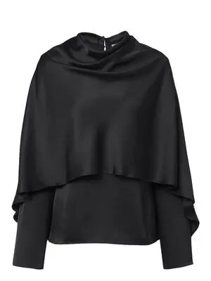 RÓHE Róhe Caped Satin Top Black