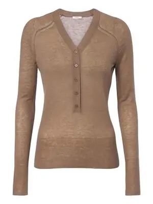 JOSEPH Reem Cashmere Henley Shirt - Beige