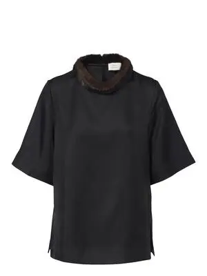 Loulou De Saison Dana Silk Twill Top - Black