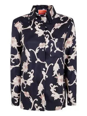 La DoubleJ Silk Floral Print Shirt - Black