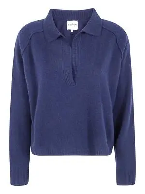 KUJTEN Aenora Cashmere Polo Sweater - Blue