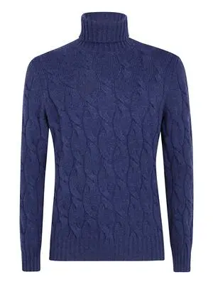 BARBA NAPOLI Sweater Braid Turtleneck - Blue