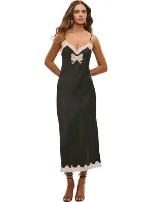 LoveShackFancy Lomira Lace Bow Maxi Dress - Black
