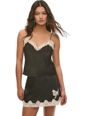 LoveShackFancy Roxsana Crepe Cami - Black