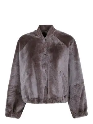 Brunello Cucinelli BRUNELLO CUCINELLI Fur Bomber Jacket Gray