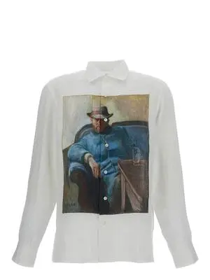 Junya Watanabe Junya Watanabe Men Linen Shirt With Printed Front Multicolor