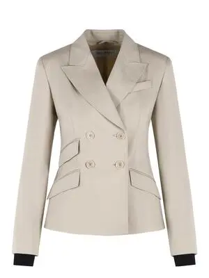 Max Mara Placido Virgin Wool Blend Double-breasted Blazer - Cream