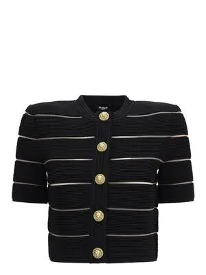 Balmain Short-sleeved Buttoned Cardigan - Black