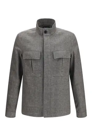 Zegna High-collar Shirt Jacket - Gray