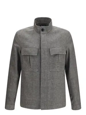 Zegna High-collar Shirt Jacket - Gray