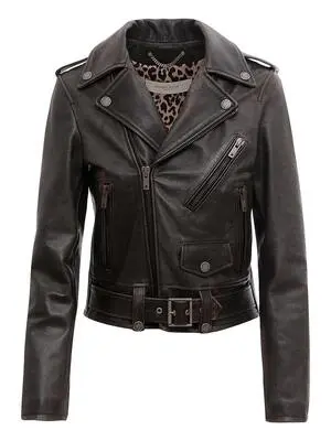 GOLDEN GOOSE Slim Fit Destiny Leather Biker Jacket - Black