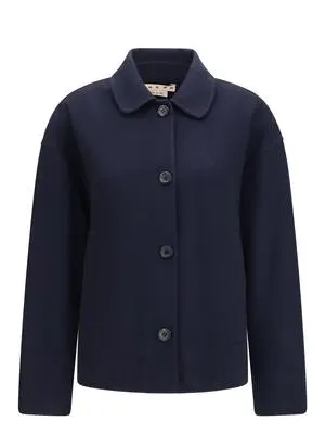 Marni Wool Jacket With Logo Embroidery - Blue