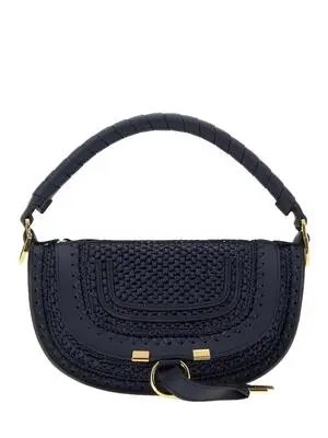 Chloé Chloé Raffia And Leather Mini Marcie Shoulder Bag Blue