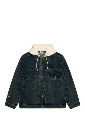 AAPE Now Moonface Hooded Denim Jacket - Blue