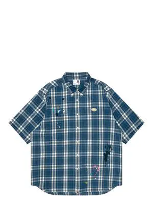 AAPE Unvs Unvs Moonface Check Shirt /yellow - Blue