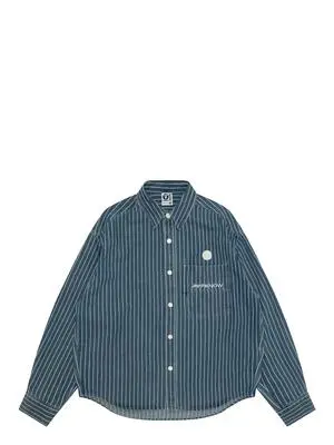 AAPE Now Moonface Striped Long Sleeve Shirt /white - Blue