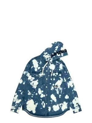 AAPE Unvs Unvs Splatter Printed Hooded Long Sleeve Shirt /light - Blue