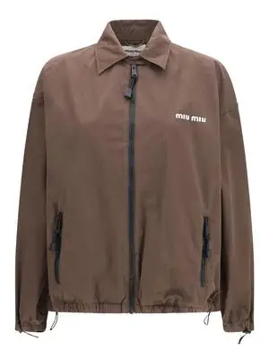 Miu Miu Gabardine Jacket With Zip Brown