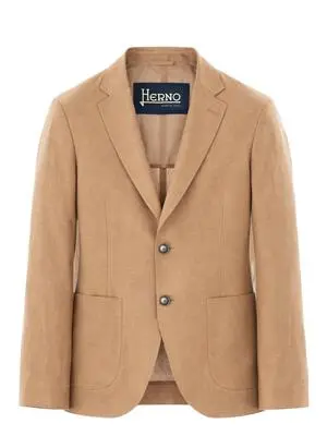 Herno Single-breasted Linen Jacket - Brown