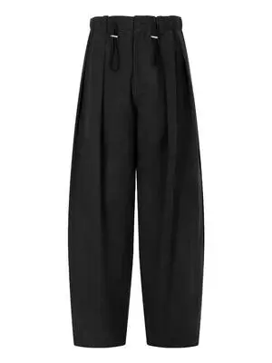 STUDIO TOMBOY Pleated Drawstring-waist Trousers - Black