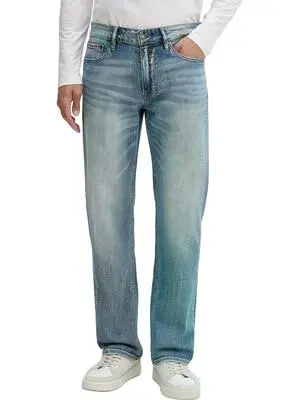 Guess Faded Logo-patch Jeans - Blue