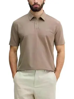 Guess Logo-embroidered Short-sleeve Polo Shirt - Neutrals