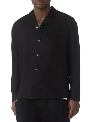 MAUVAIS Camp-collar Long-sleeve Shirt - Black