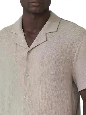MAUVAIS Textured Short-sleeve Shirt - Neutrals
