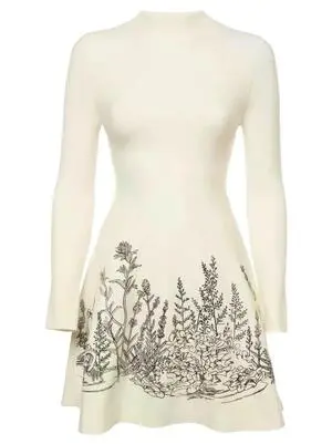 SANDRO Sandro Floral-Embroidered Flared Mini Dress