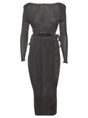 SELF-PORTRAIT Cut-out Rib-knit Midi Dress - Grey