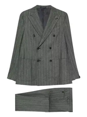 Caruso Aida Pinstripe Double-breasted Wool Suit - Grey