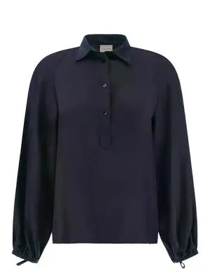 Paul & Shark Silk Balloon-sleeve Blouse - Blue
