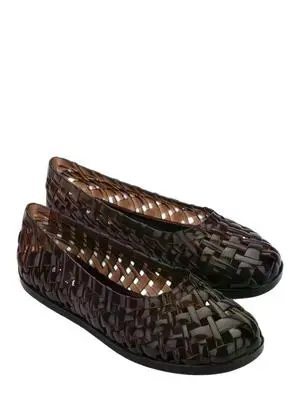 Melissa Possession Woven-effect Ballet Flats Brown