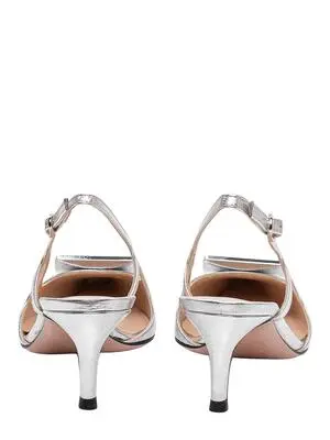 Roberto Festa Slingback Heels With Front Insert - Silver