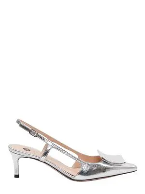 Roberto Festa Metallic Slingback Heels - Silver