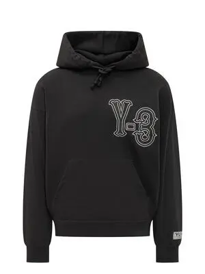 Y3 Graphic Print Hooded Sweatshirt - Black