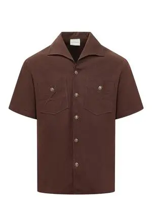 Drole De Monsieur Sleeves Cut Striped Shirt - Brown