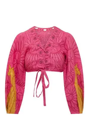 Farm Rio FARM RIO Floral Long Sleeve Blouse Multicolor