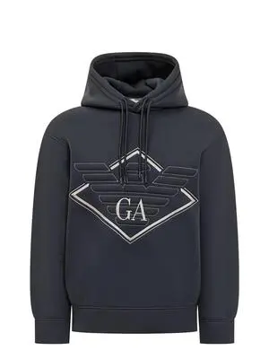 Emporio Armani Logo Hoodie Sweatshirt - Blu