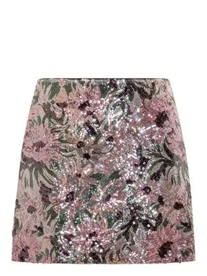 SELF-PORTRAIT SELF-PORTRAIT Floral Embroidered Mini Skirt