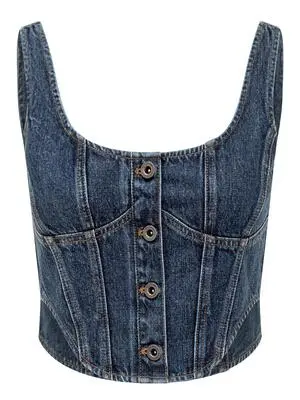 SELF-PORTRAIT SELF-PORTRAIT Denim Mini Corset Top Blue