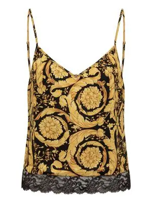 Versace Versace Baroque Silk Tank Top Nero Oro
