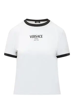 Versace Versace Crewneck T-shirt With Logo White-black