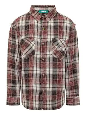 BARROW Distressed Plaid Flannel Button-up Shirt - Rosso