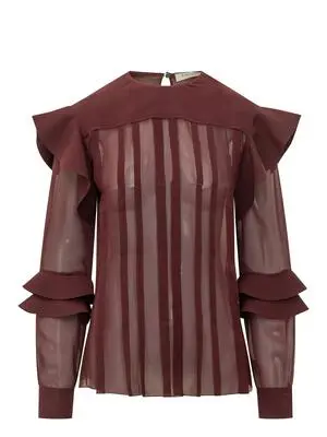 LANVIN Ruffle Silk Blouse - Garnet