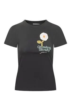 GANNI Ganni Embroidered Graphic T-Shirt Phantom